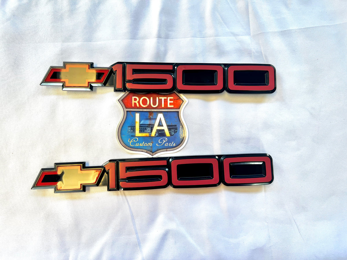 RED Chevrolet 1500 door emblem with buckles – Route LA Custom Parts