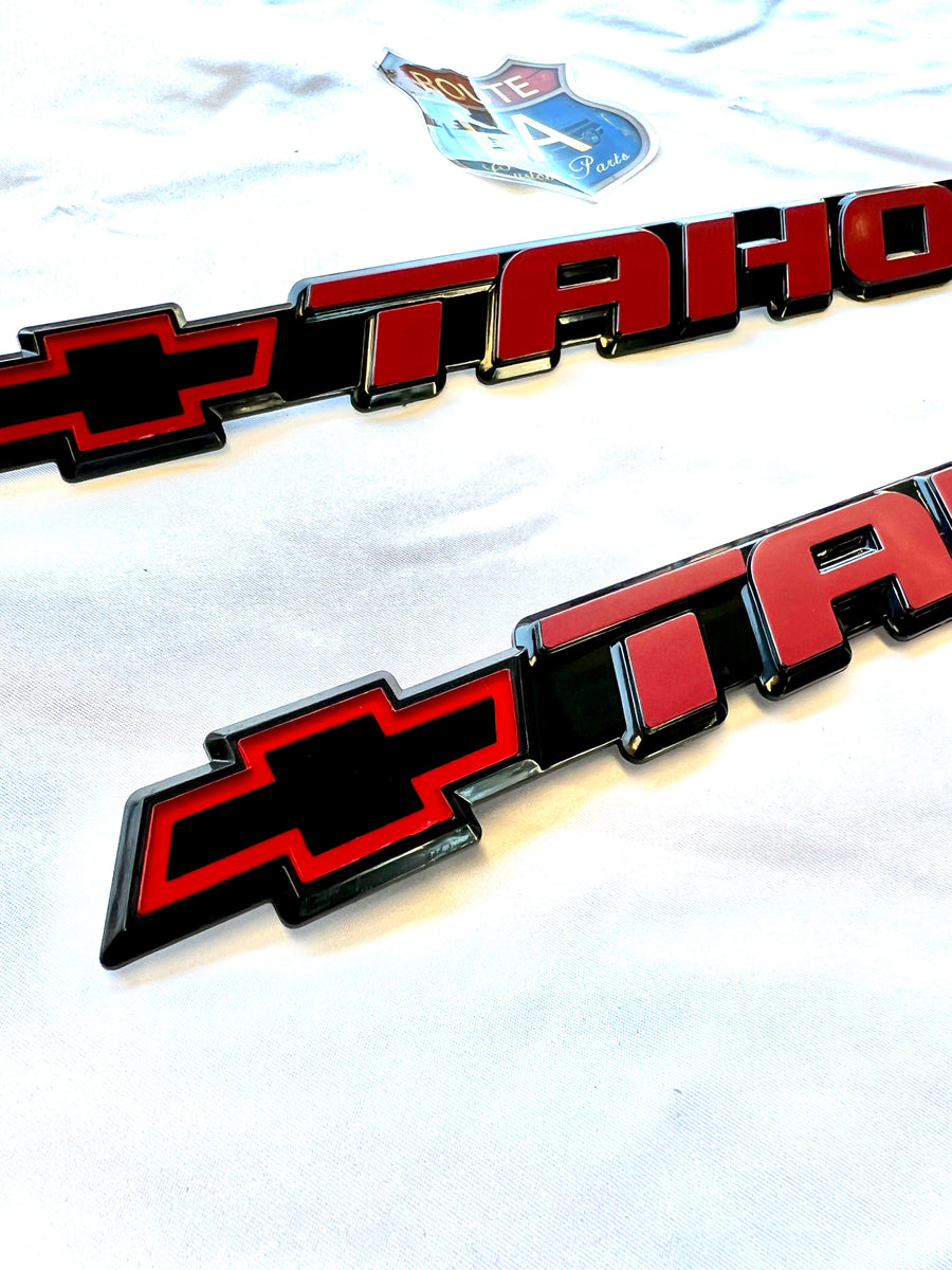 TAHOE Custom Red door emblems with Buckles – Route LA Custom Parts